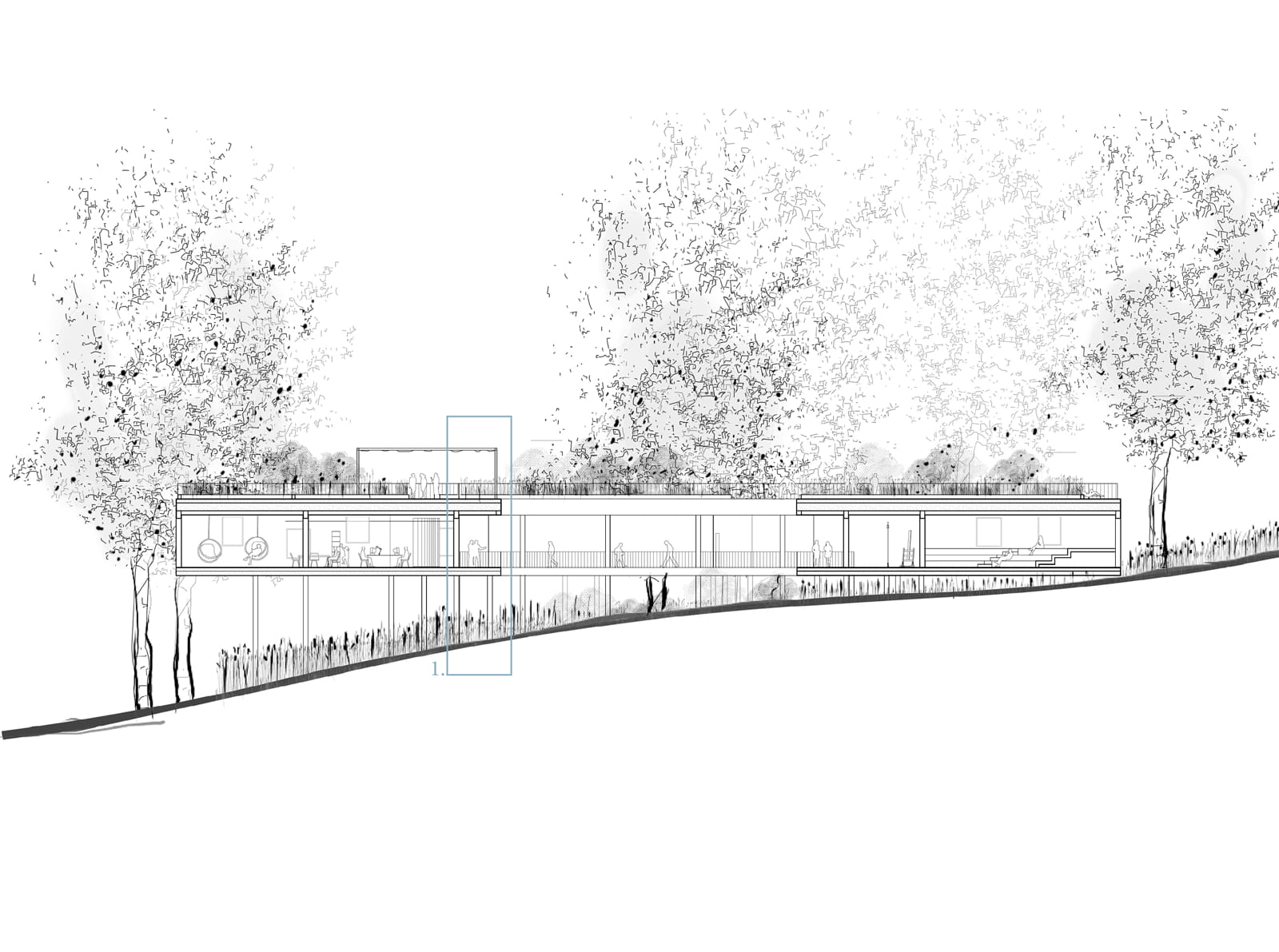 Figure 8 Zoom-in – Section A–A (building–landscape relationship ...